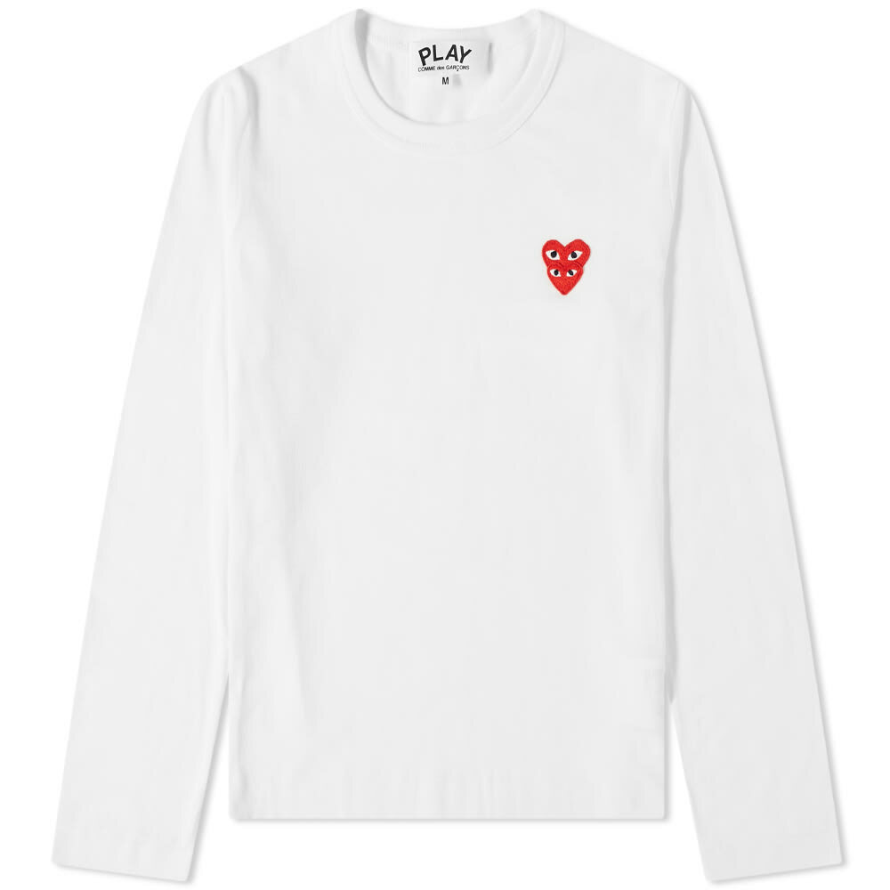 Comme des Garçons Play Women's Long Sleeve Overlapping Heart in White ...