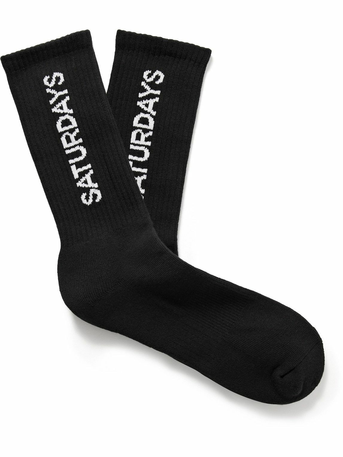 Saturdays NYC - Logo-Intarsia Ribbed Cotton-Blend Socks Saturdays NYC