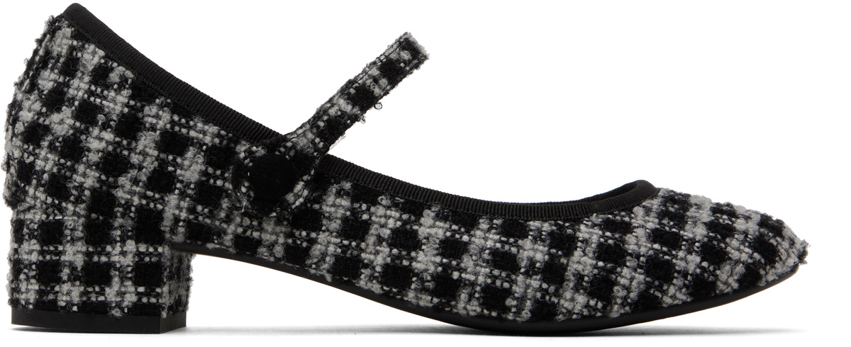 Repetto Black & White Rose Mary Jane Heels Repetto