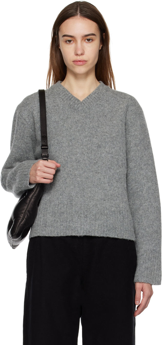 Maison Margiela Gray V-Neck Sweater Maison Margiela