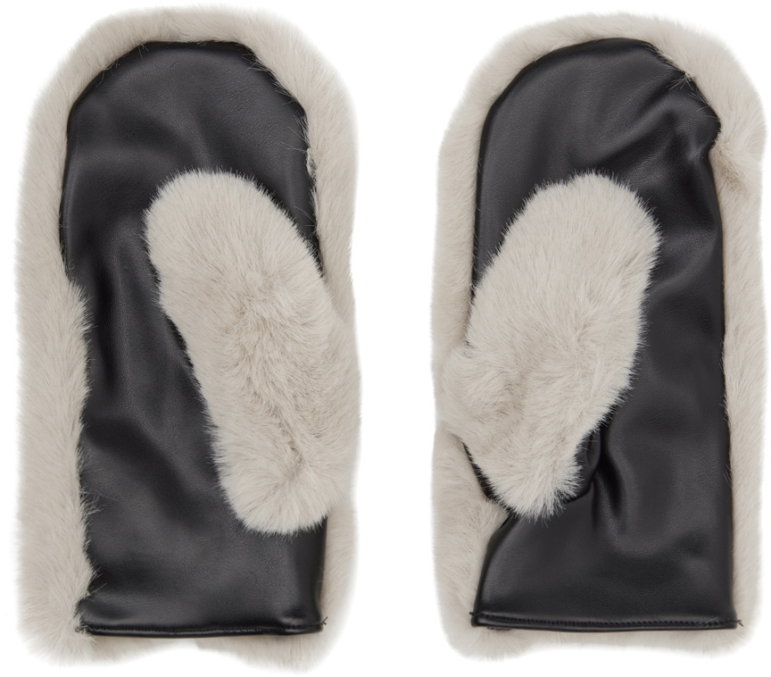 Stand Studio Off-White Charlie Faux-Fur Mittens Stand Studio