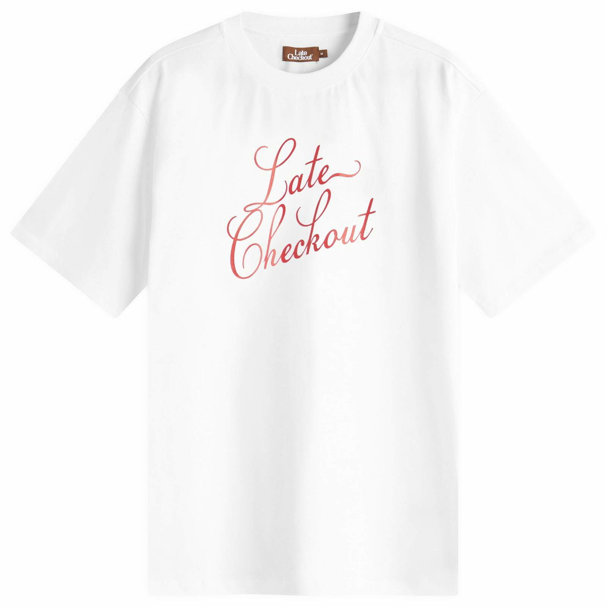 Late Checkout Men's Script T-Shirt in White Late Checkout