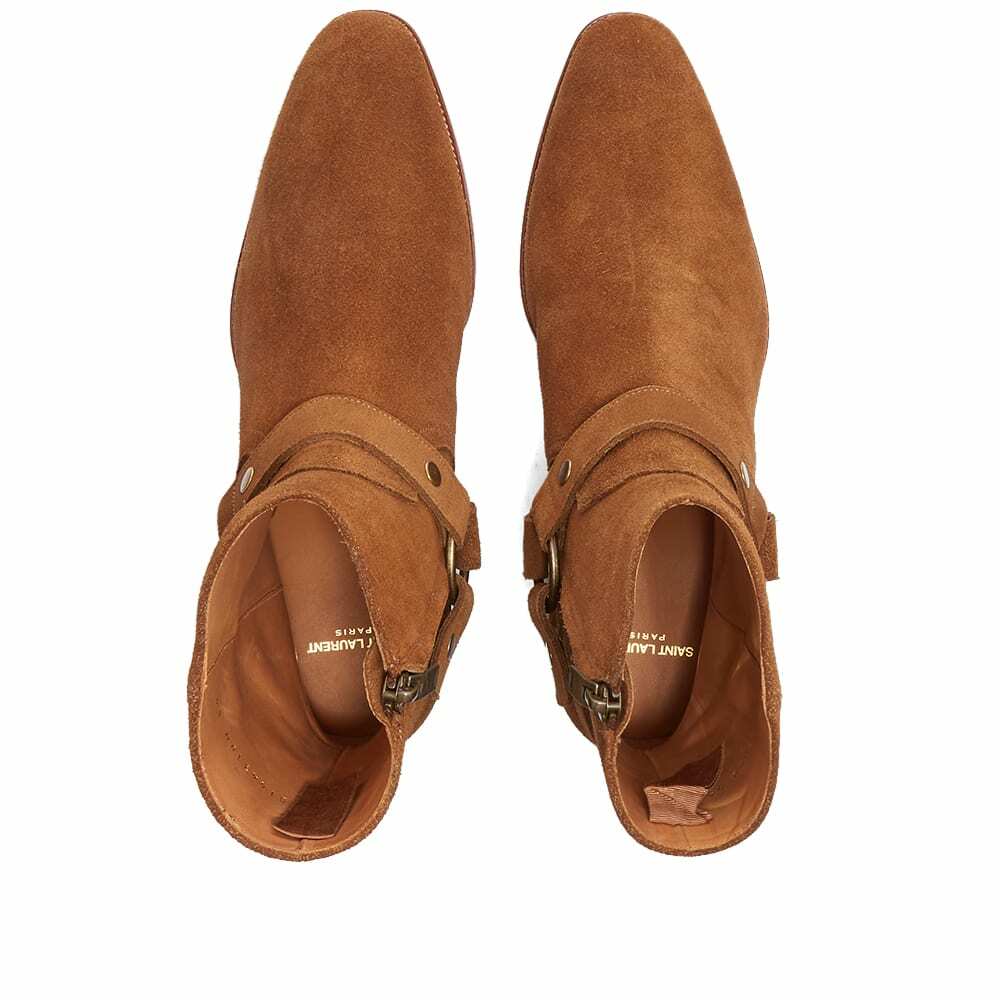 Saint Laurent Men's Wyatt Harness Suede Boot in Light Brown Saint Laurent