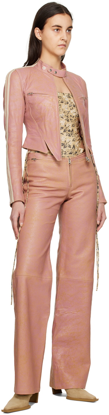 KNWLS SSENSE Exclusive Pink Claw Leather Jacket KNWLS