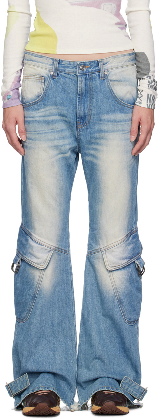 OPEN YY Blue Cinch Strap Jeans OPEN YY