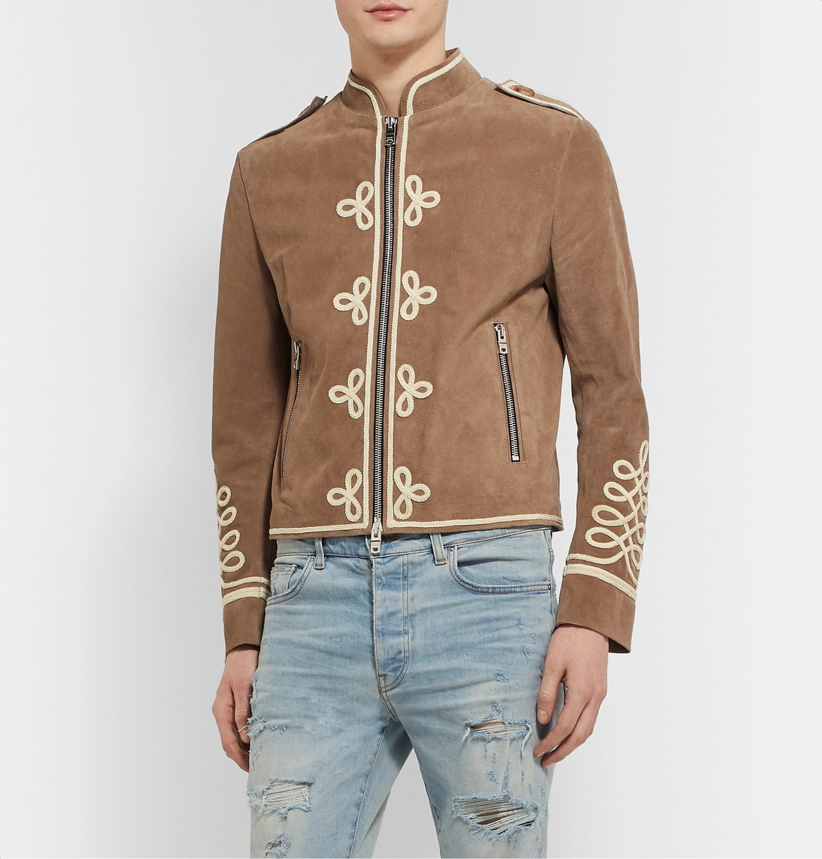 AMIRI - Rope-Trimmed Leather Jacket - Neutrals Amiri