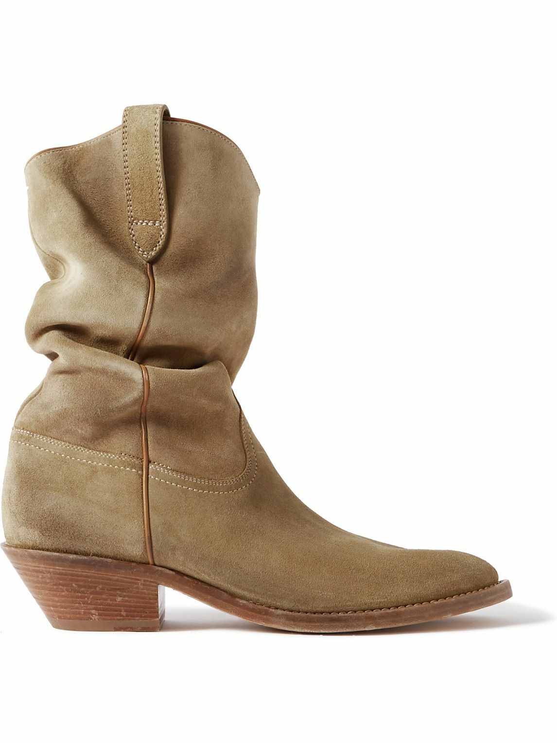 Maison Margiela - Tabi Split-Toe Suede Western Boots - Brown Maison ...