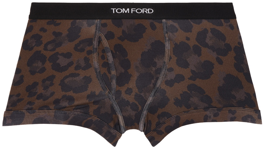TOM FORD Brown Cotton Leopard Boxer Briefs TOM FORD
