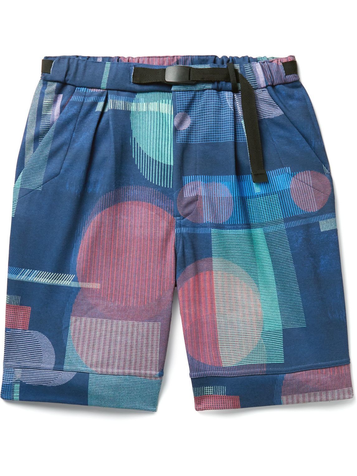 Norbit by Hiroshi Nozawa - Aloha Belted Printed Jersey Shorts - Blue