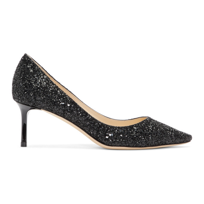 Jimmy Choo Black Glitter Romy 60 Heels Jimmy Choo