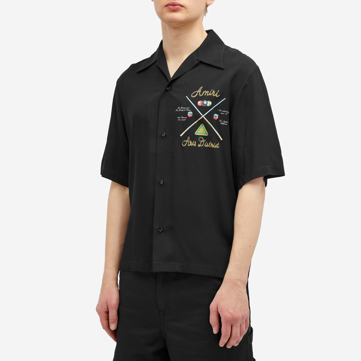 AMIRI Men's Pool Cue Bowling Shirt in Black Amiri