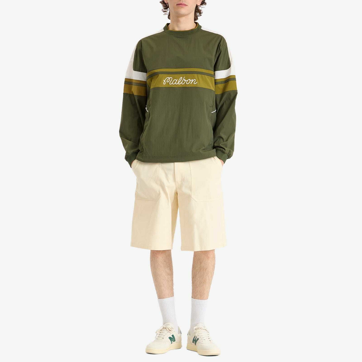 Malbon Men's Sportivia Nylon Popover Jacket in Cypress Green Malbon Golf