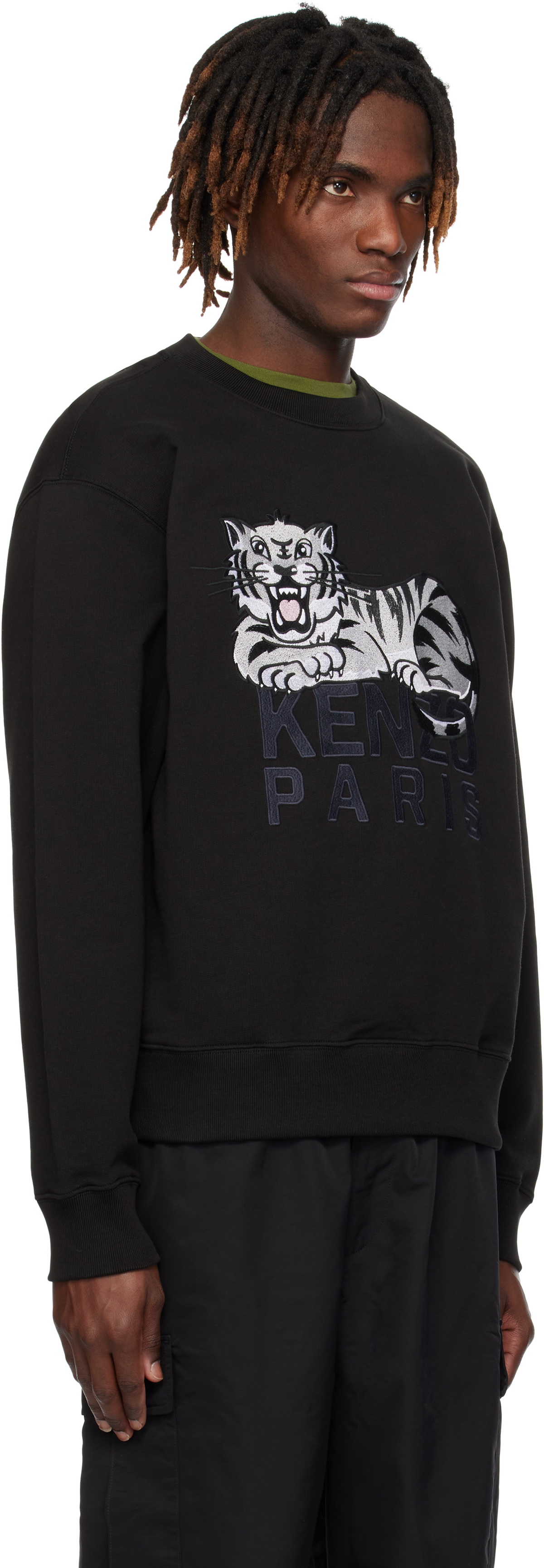 Kenzo Black Kenzo Paris 'KENZO Happy Tiger' Embroidered Sweatshirt Kenzo