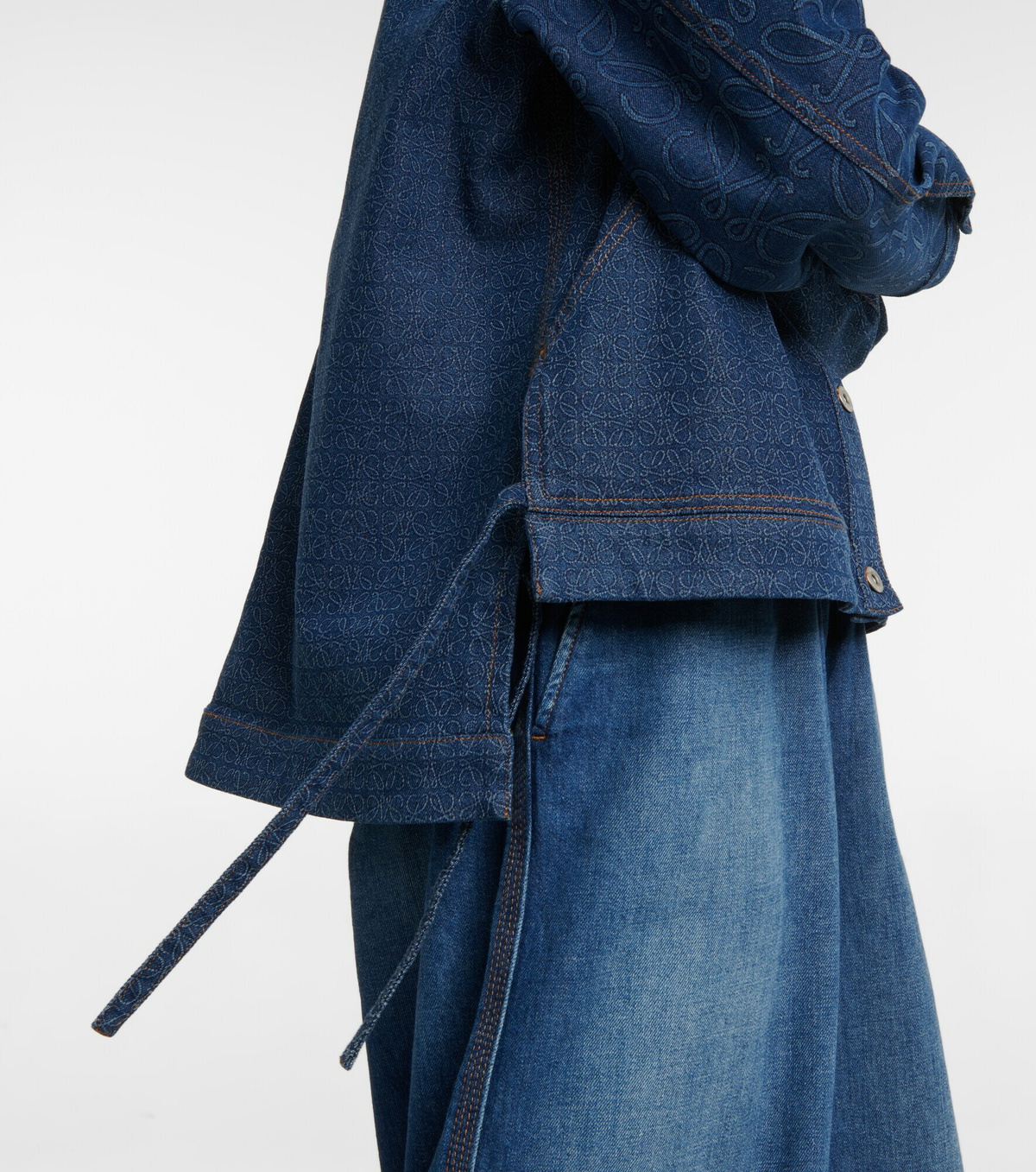 Loewe - Anagram leather-trimmed denim jacket Loewe