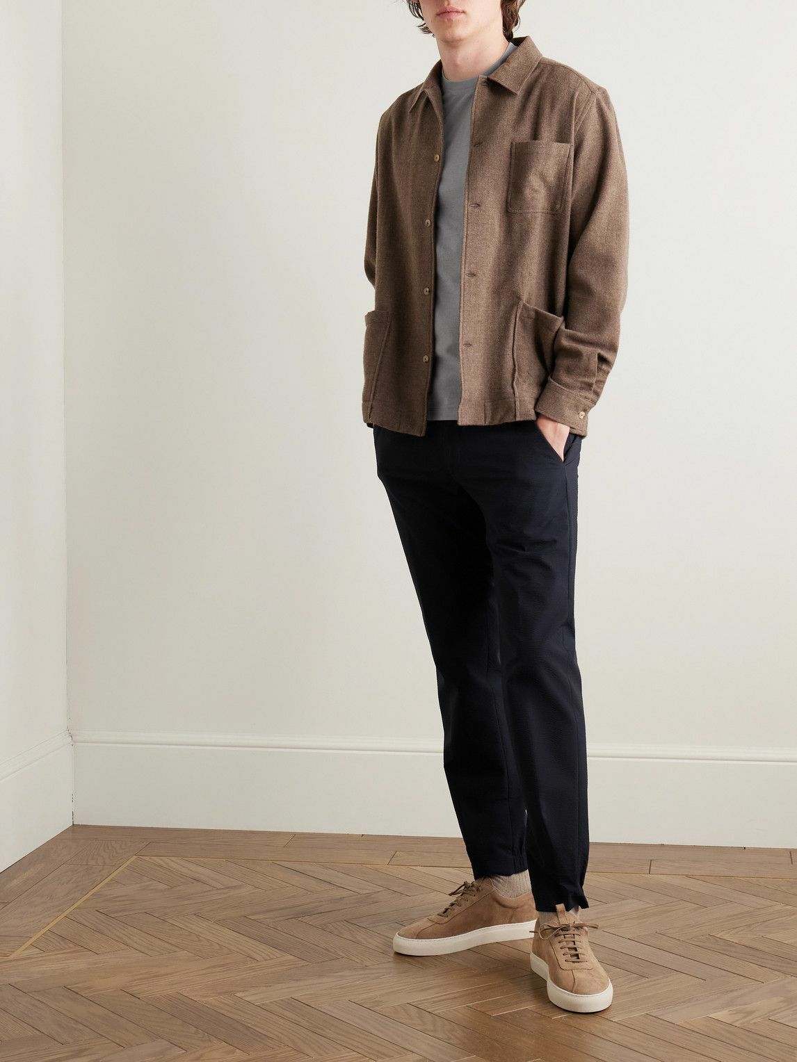 Incotex - Teknosartorial Slim-Fit Stretch-Seersucker Trousers - Blue Incotex