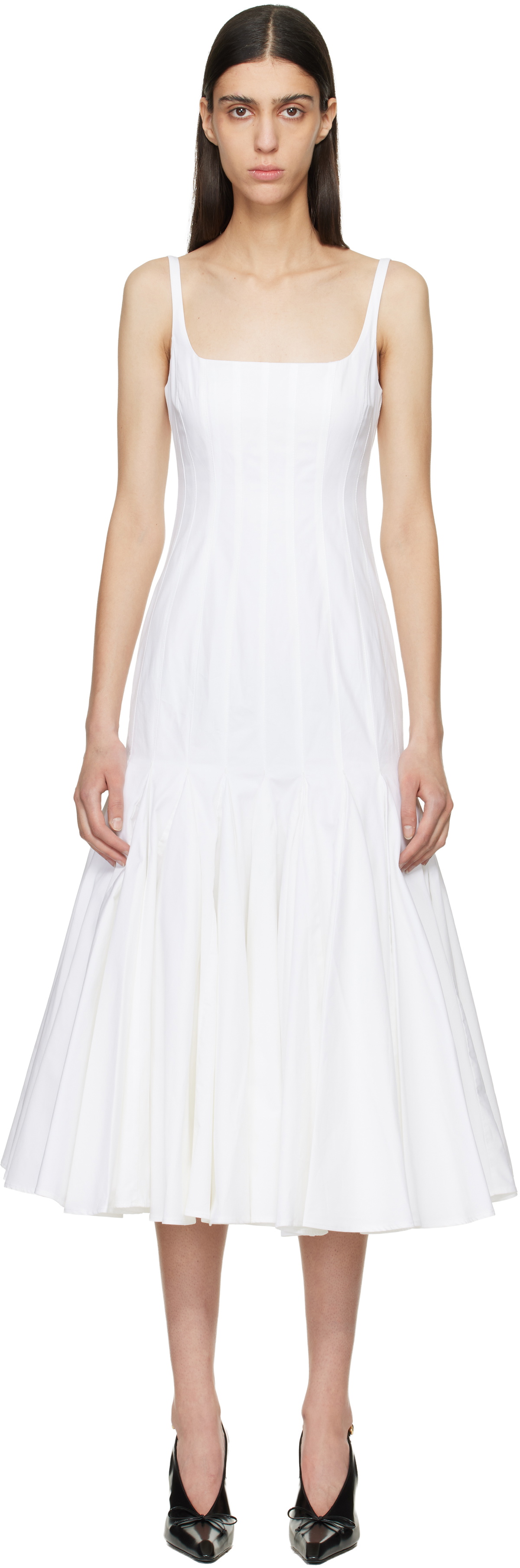 JACQUEMUS White Le Paysan 'The Agave' Midi Dress Jacquemus