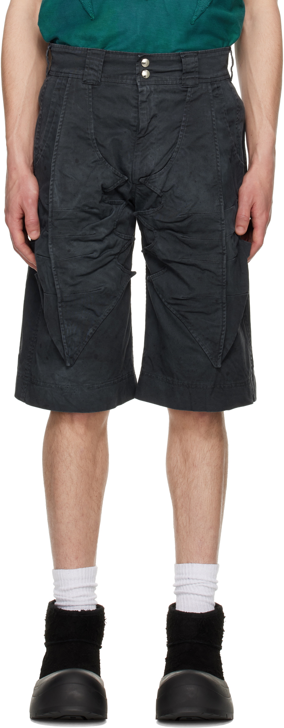 YAKU Gray Cocoon Shorts YAKU