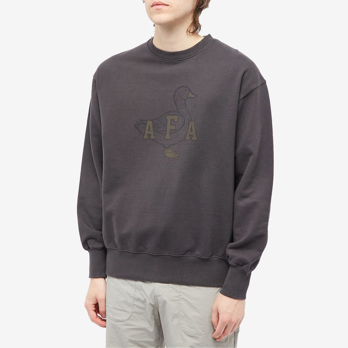 Uniform Bridge Men's AFA Duck Crew Sweat in Dark Grey Uniform Bridge