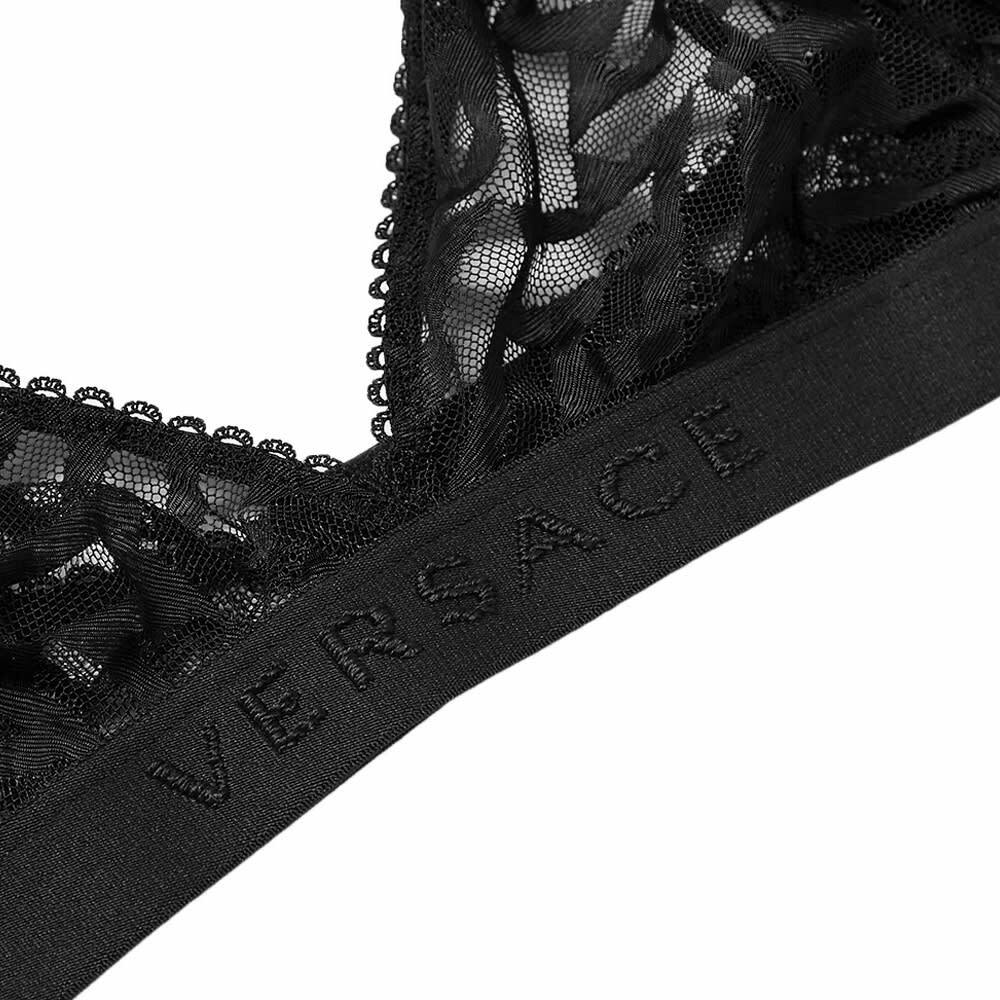 Versace Women's Monogram Sheer Logo Bra in Black Versace