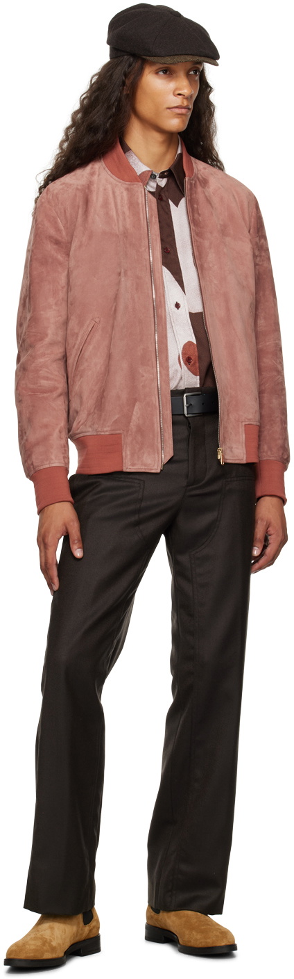 Paul Smith Pink Regular-Fit Leather Bomber Jacket Paul Smith