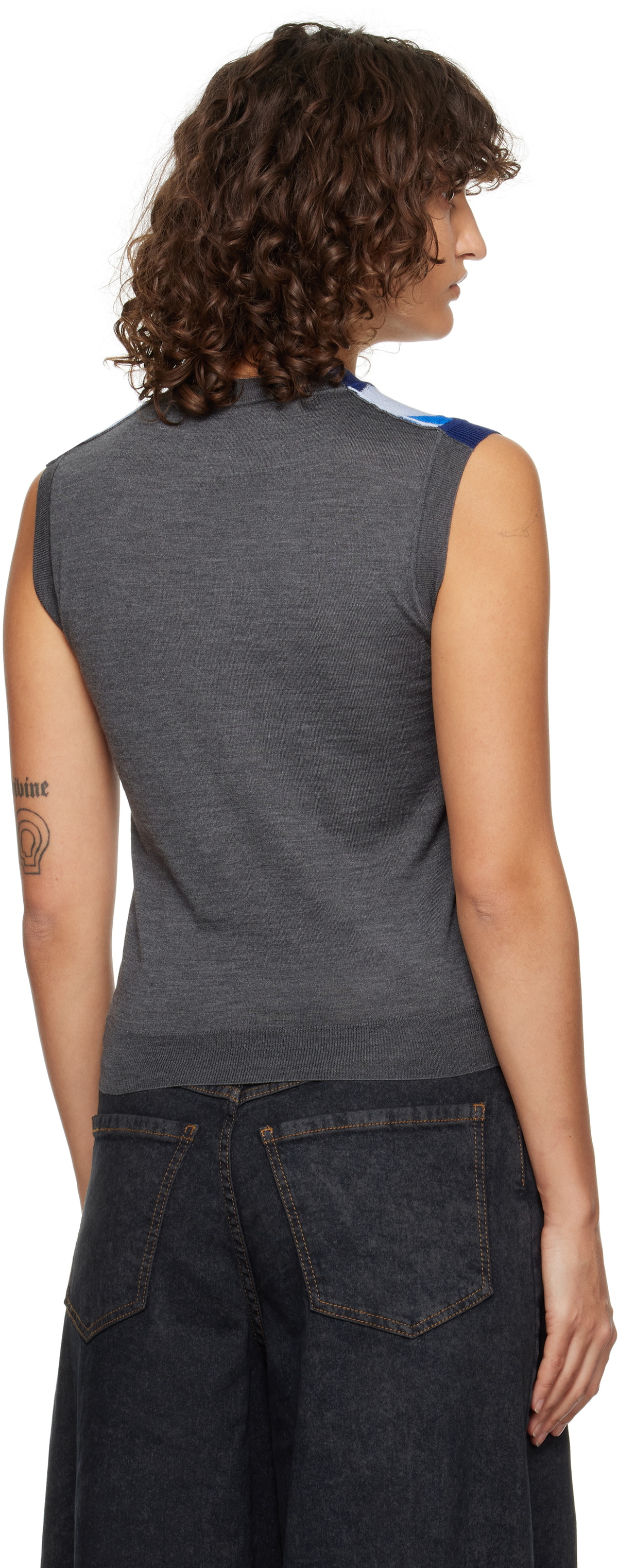 Marni Blue Argyle Half & Half Vest Marni