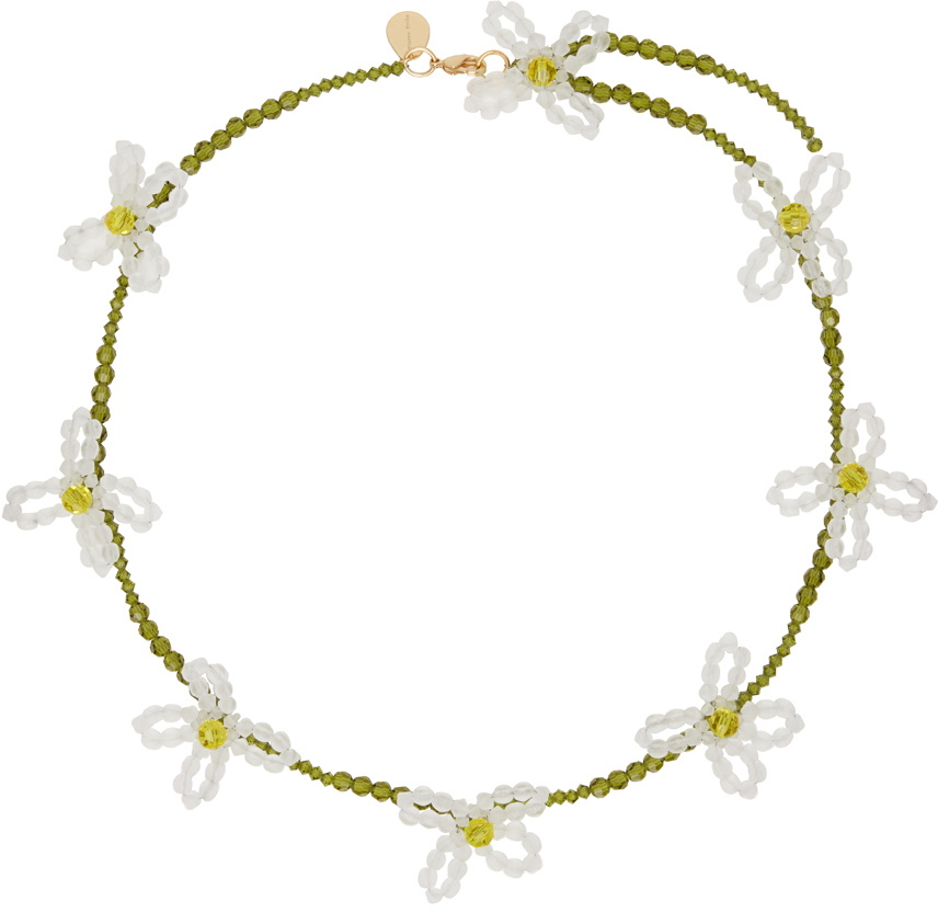 Simone Rocha Green Beaded Flower Necklace Simone Rocha