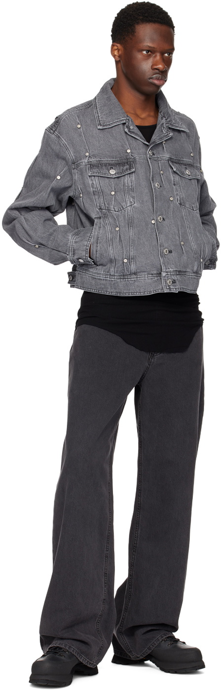 KUSIKOHC Gray Multi Rivet Denim Jacket KUSIKOHC