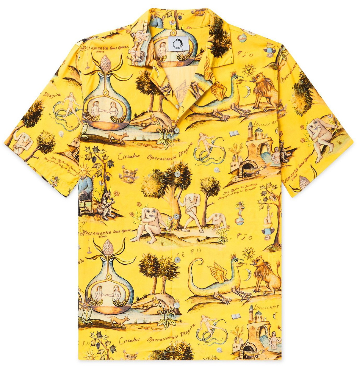 Endless Joy - Camp-Collar Printed Woven Shirt - Yellow Endless Joy