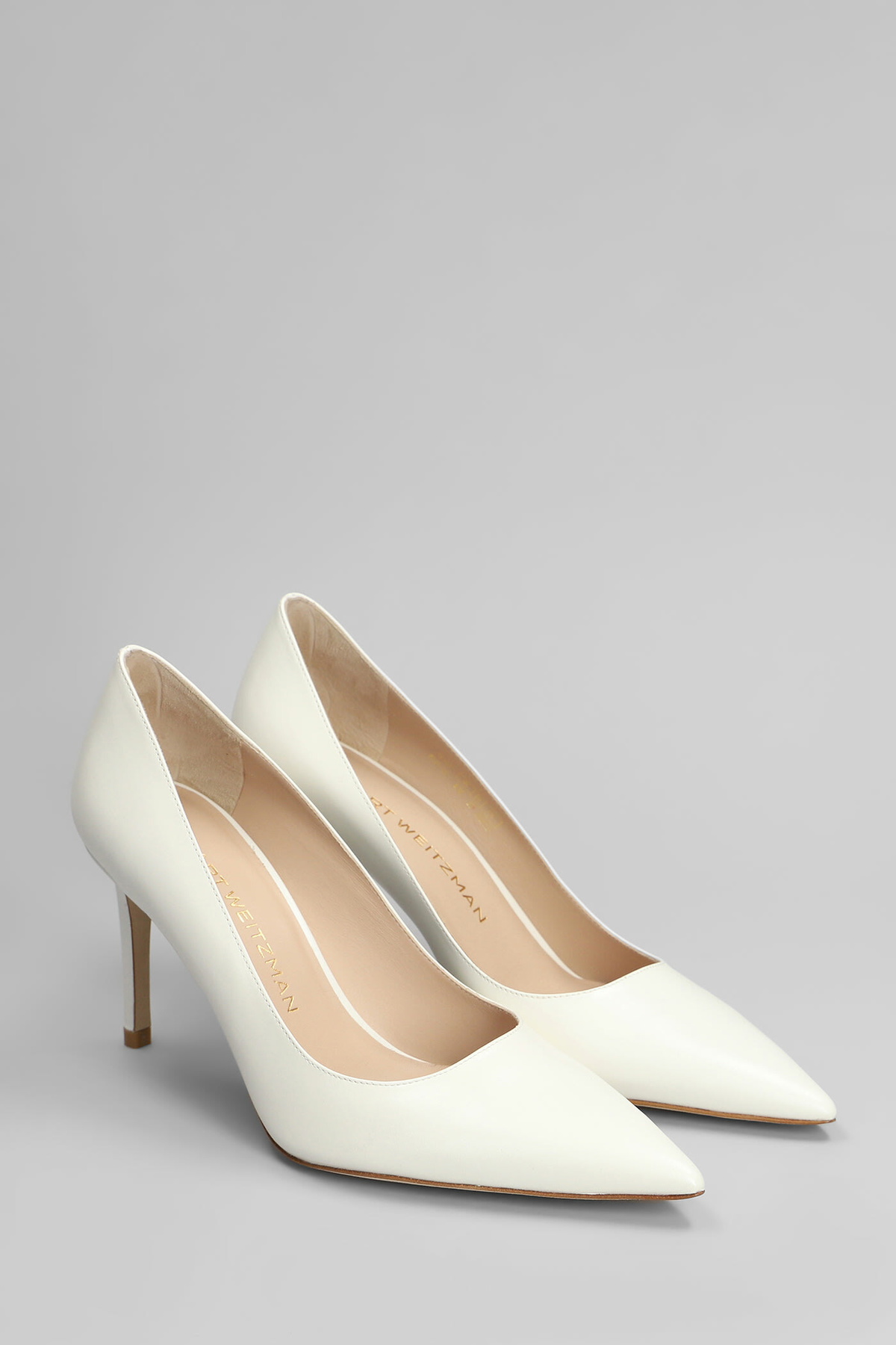 Stuart Weitzman Stuart Power 85 Pumps In White Leather Stuart Weitzman