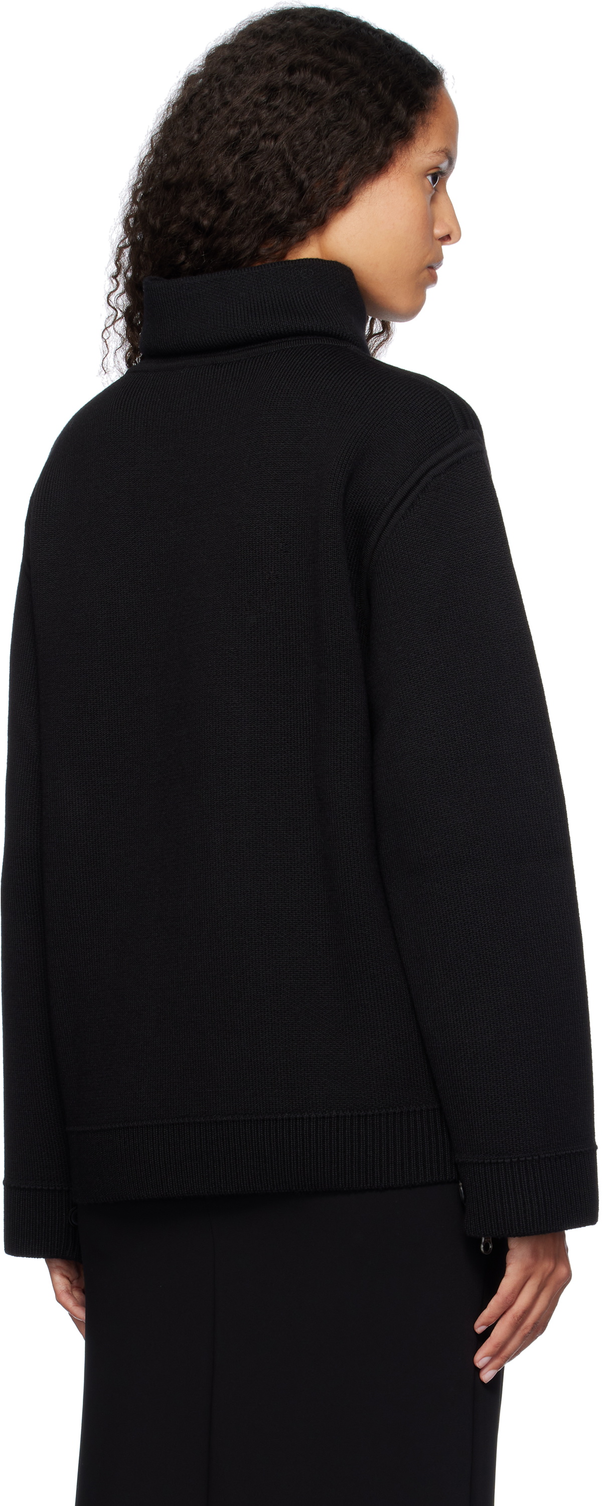 Courrèges Black Oversized Mockneck Knit Sweater Courreges