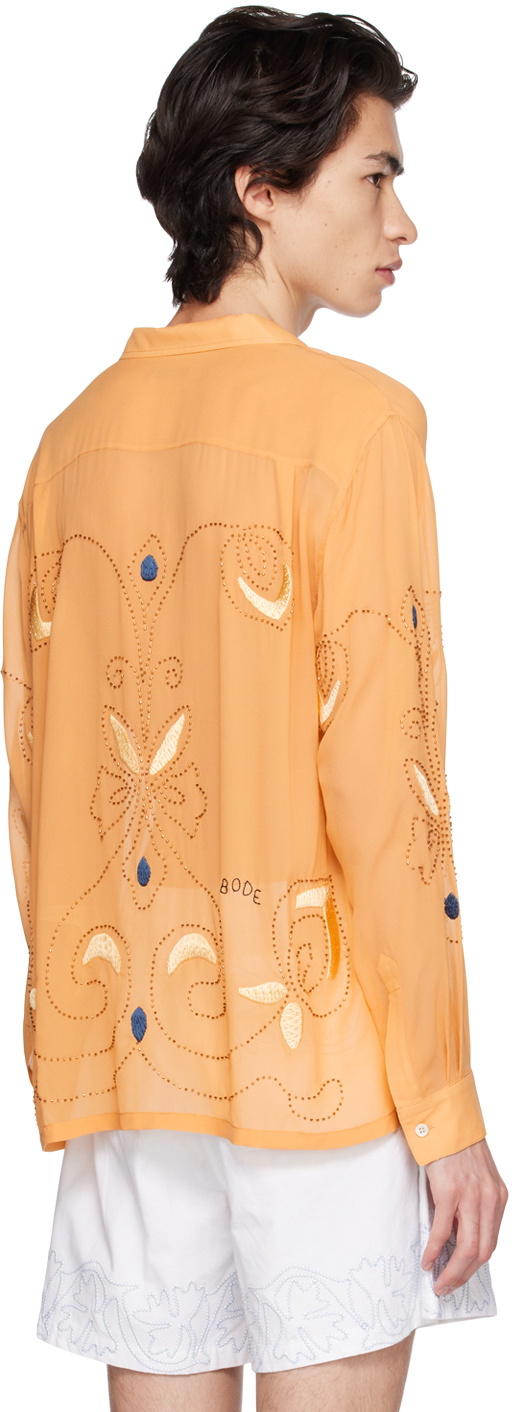 Bode Orange Beaded Shirt Bode