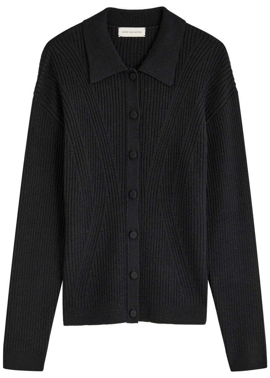 Dries Van Noten Tossana Ribbed-knit Cardigan Black Dries Van Noten