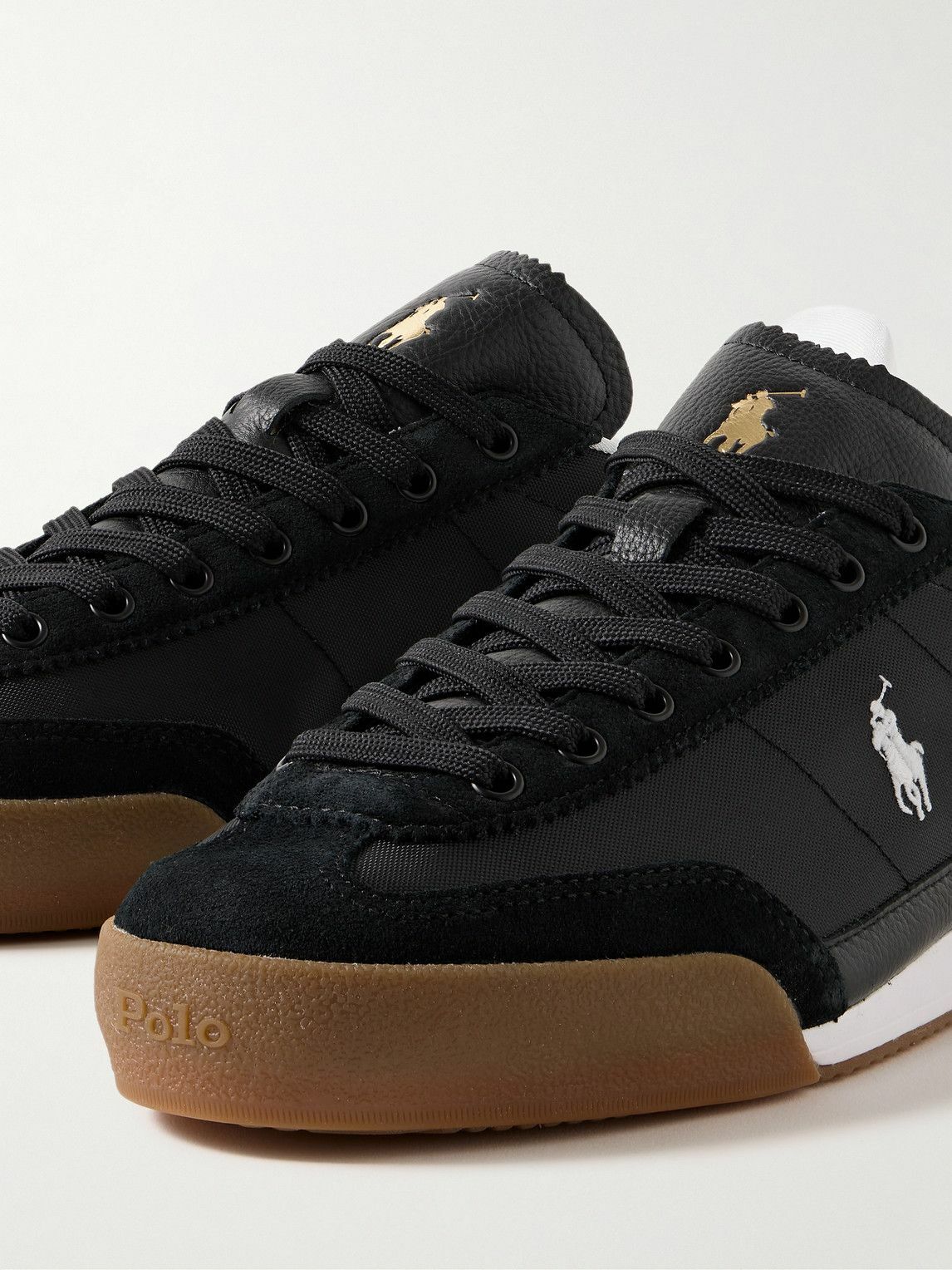 Polo Ralph Lauren - Hester Logo-Embroidered Leather and Suede-Trimmed ...