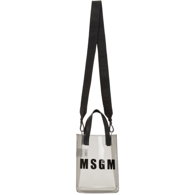 MSGM Grey Mini Vinyl Plastic Shopper Tote MSGM