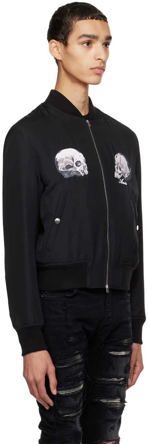 AMIRI Black Wes Lang Edition Dual Skull Bomber Amiri
