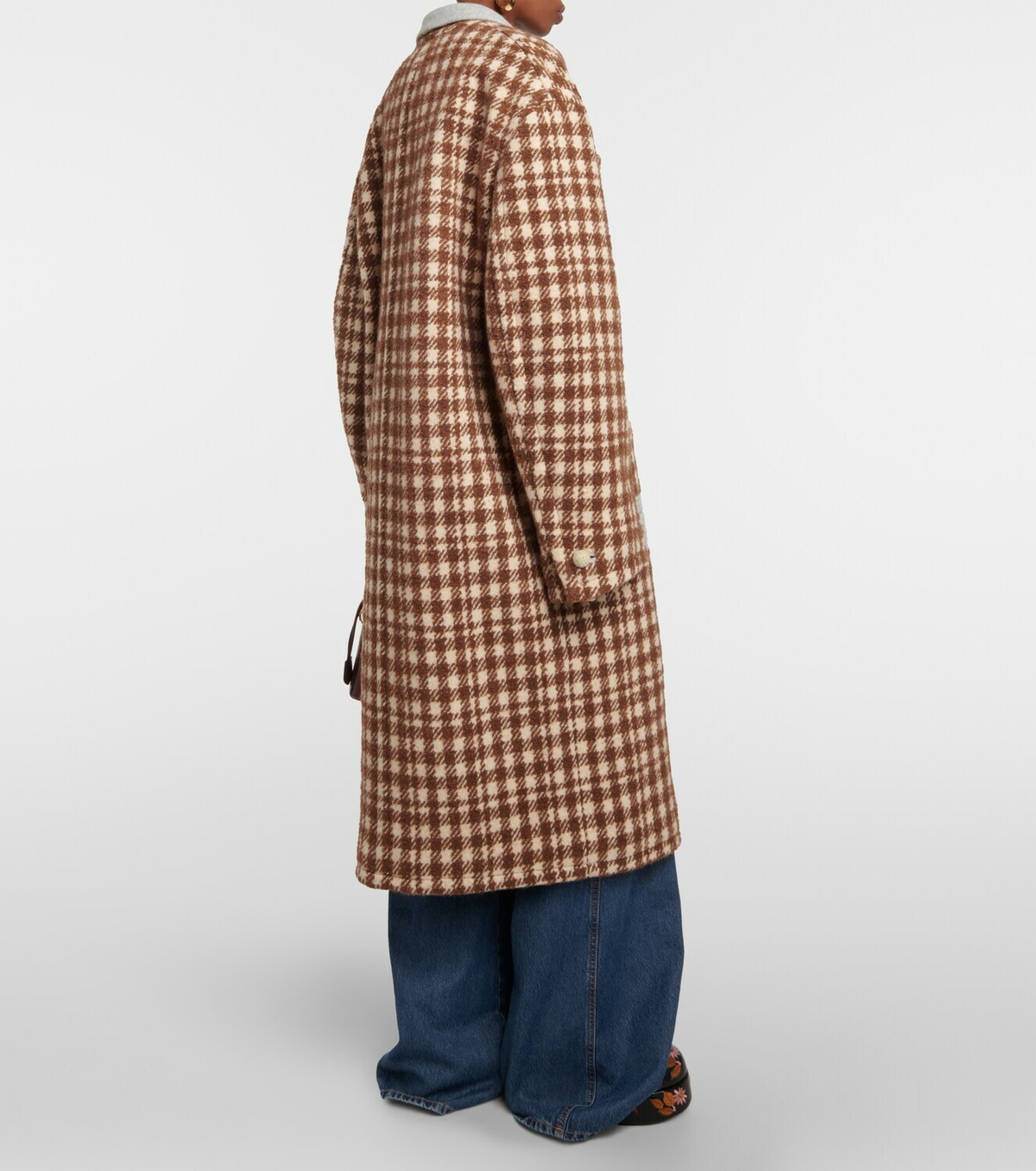 Etro Embroidered houndstooth wool-blend coat Etro