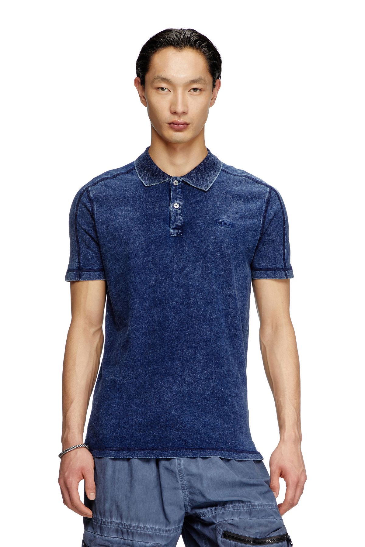 Diesel Denim-look polo shirt - Polos Mens in Blue Diesel