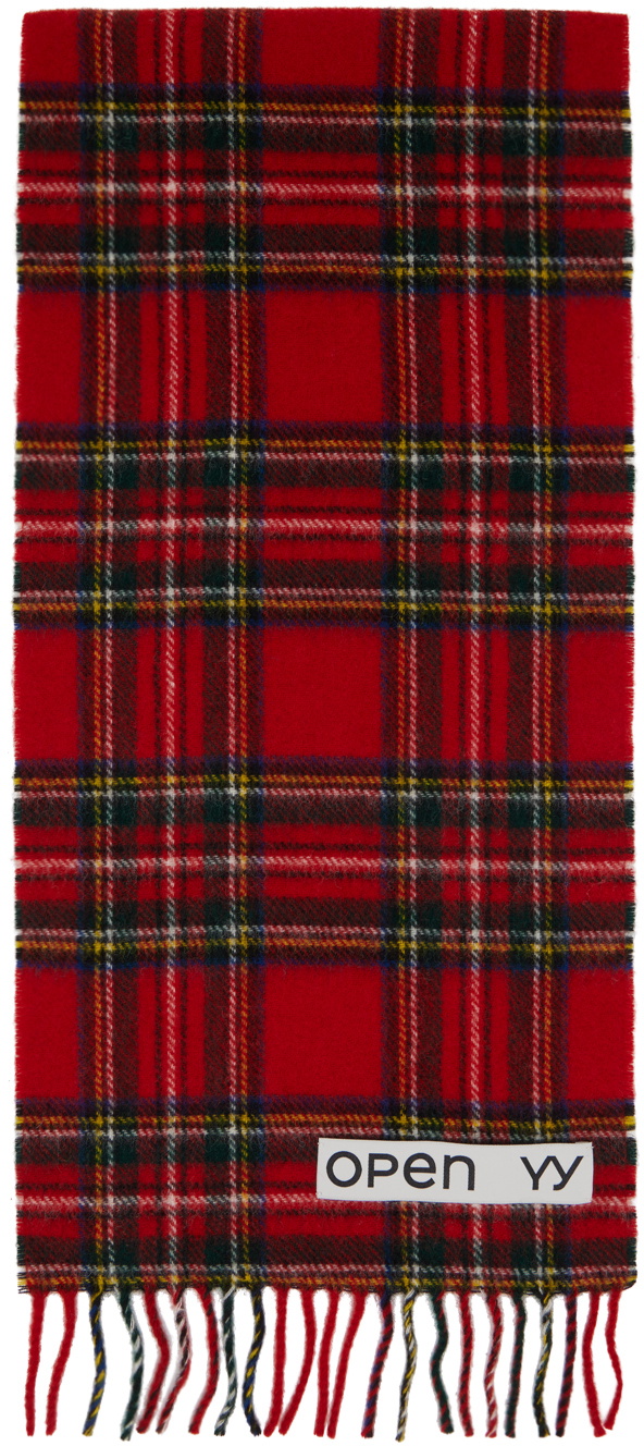 OPEN YY Red Check Scarf OPEN YY