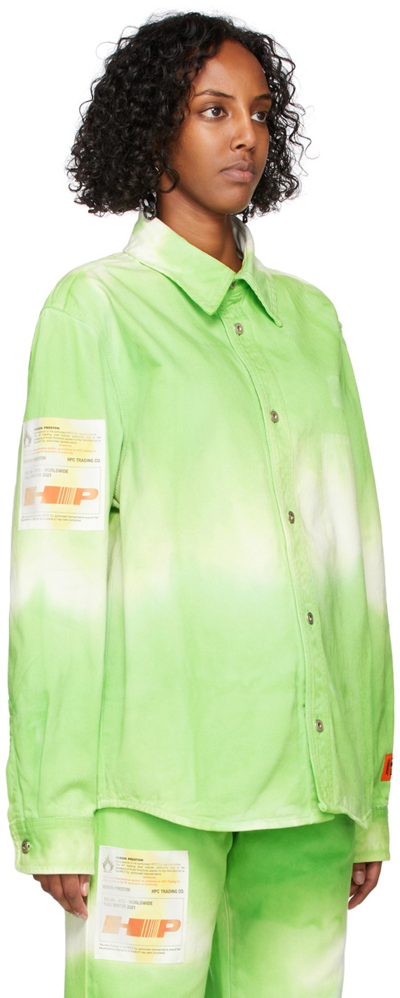 Heron Preston Green Tie-Dye Label Shirt Heron Preston
