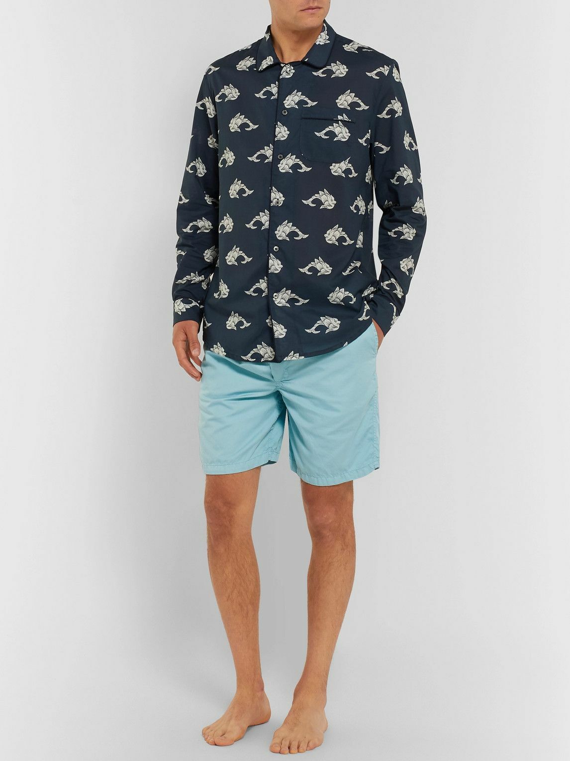 CLEVERLY LAUNDRY - Cotton Shorts - Blue Cleverly Laundry