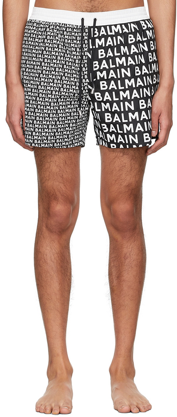 Balmain Black Polyester Swim Shorts Balmain