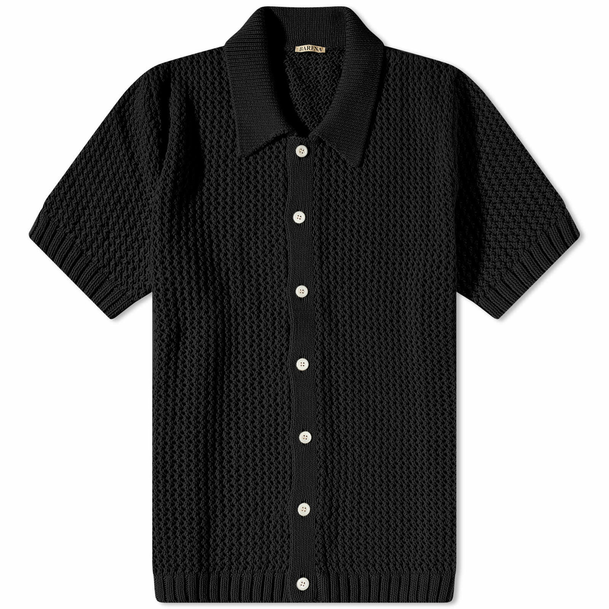 Barena Men's Crochet Knit Shirt in Nero Barena