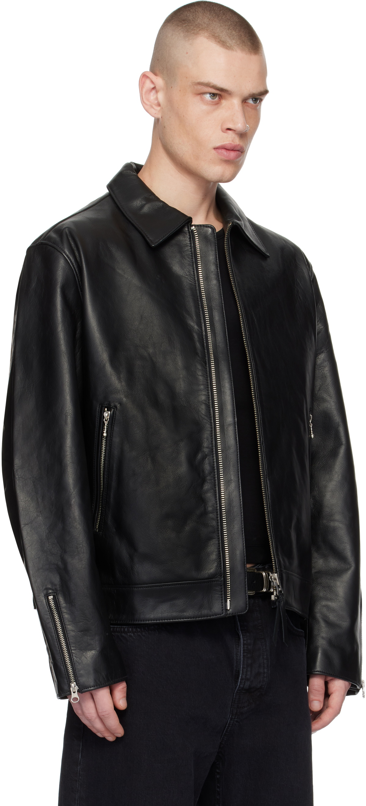 Nudie Jeans Black Eddy Rider Leather Jacket Nudie Jeans Co