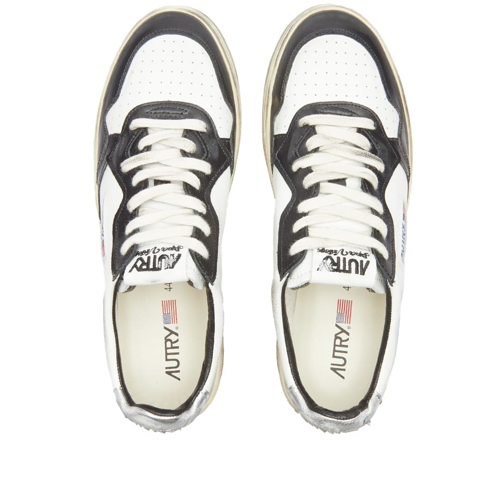 Autry Men's Super Vintage Low Sneakers in White/Black/Silver Autry