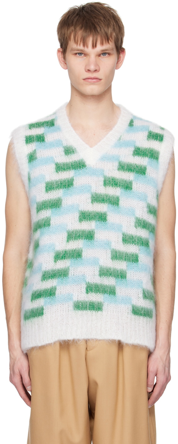 Marni Green & White Check Vest Marni