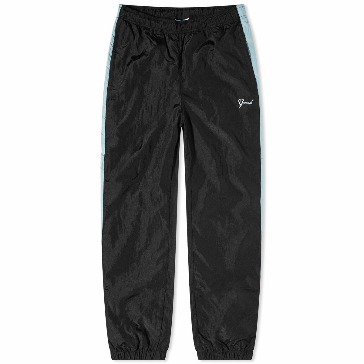 Grand Collection Crinkle Nylon Pant in Black/Powder Blue Grand Collection