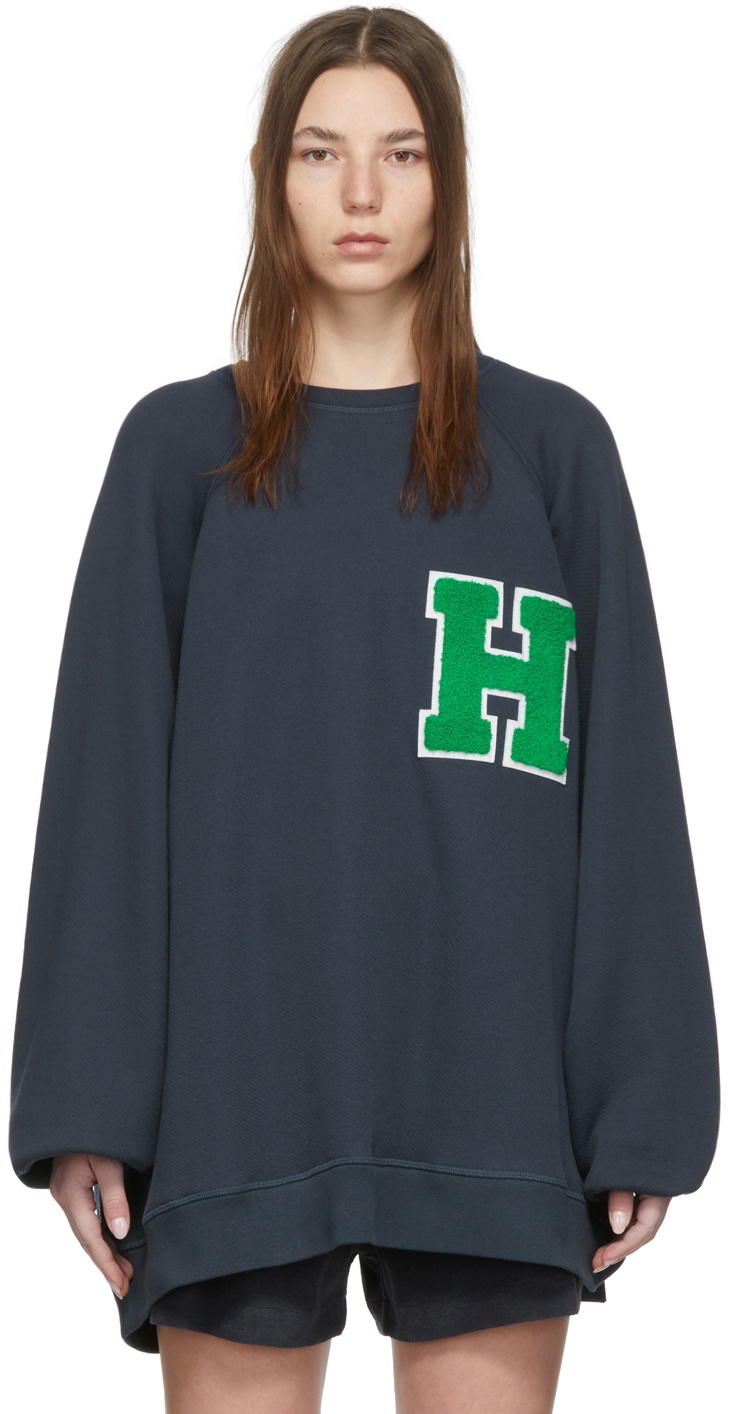 HALFBOY Navy Crew Over Patch Sweatshirt HALFBOY