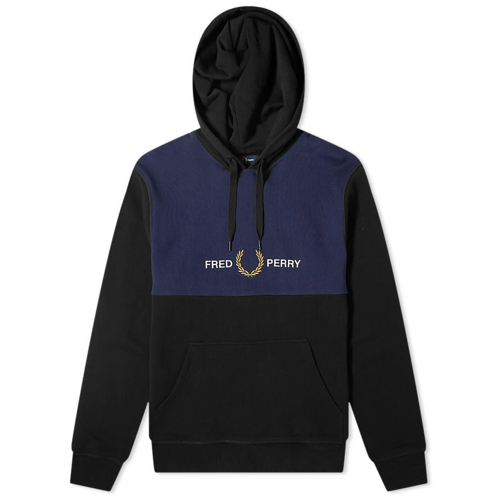 Fred Perry Authentic Embroidered Logo Panel Popover Hoody Fred Perry ...