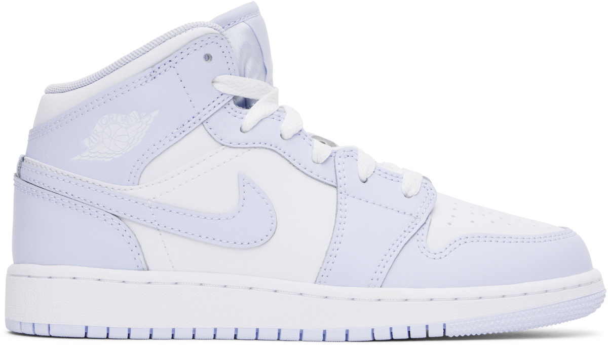 Nike Jordan Big Kids Blue & White Air Jordan 1 Mid Sneakers Nike Jordan ...