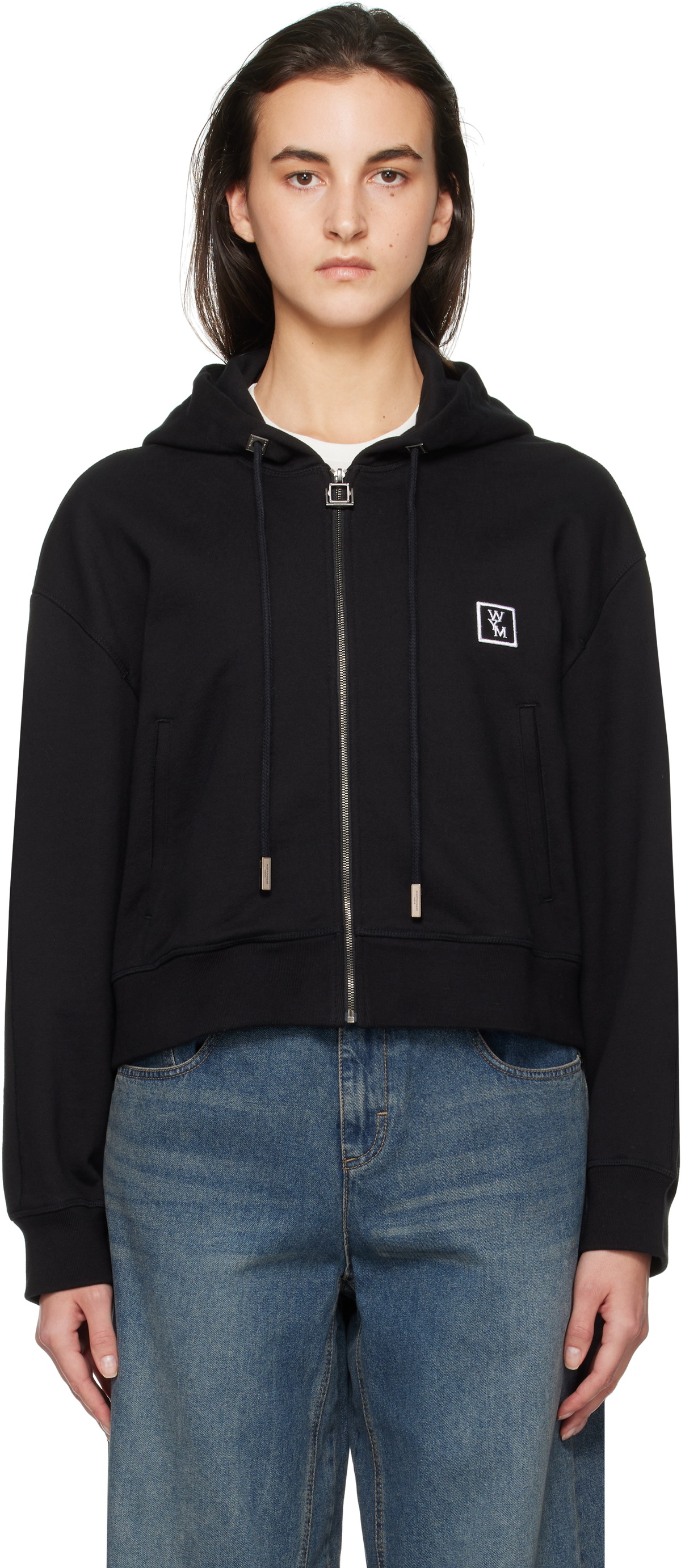 WOOYOUNGMI Black Back Logo Hooded Zip-Up Hoodie Wooyoungmi